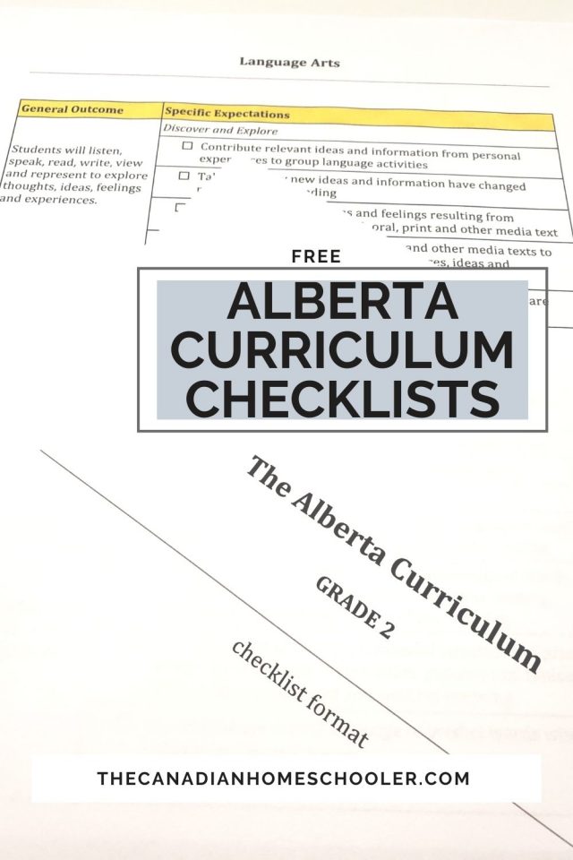 Alberta Curriculum Checklists
