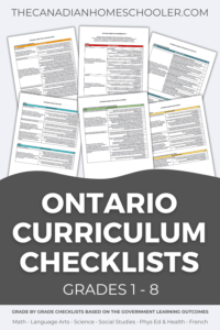 Ontario Curriculum Checklists for Grades 1 to 8